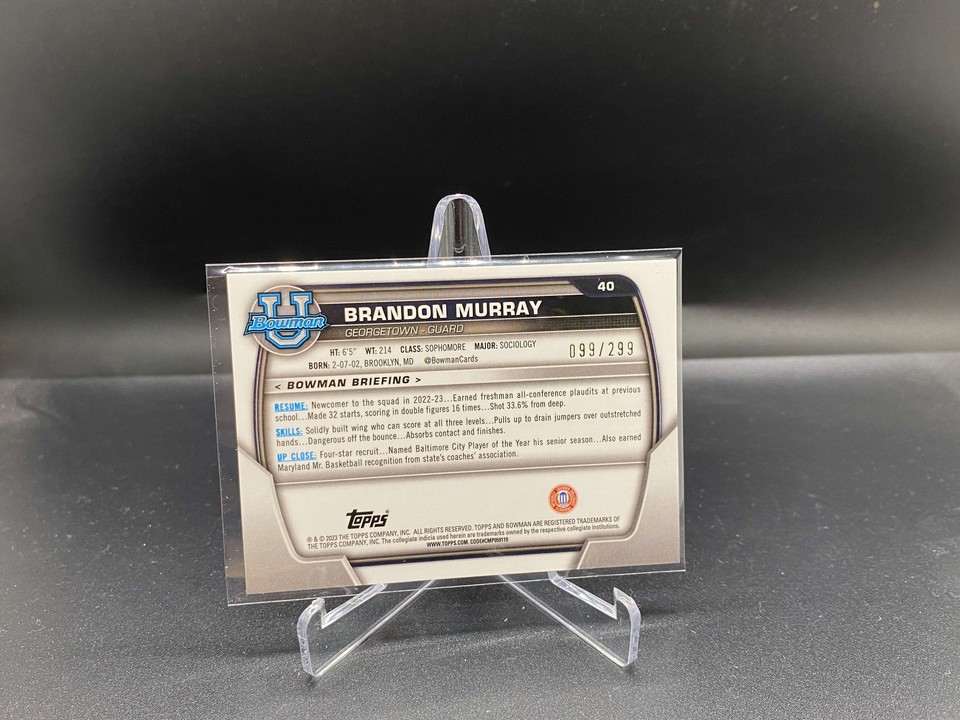 Brandon Murray 2022-23 Bowman U Chrome Aqua Wave #40 /299 Georgetown | eBay