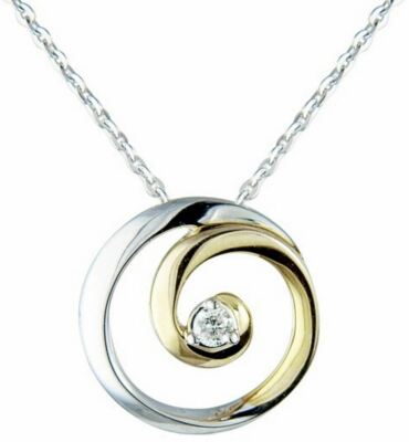 Mark Milton Womens Diamond Circle Pendant - Yellow Gold/Silver | eBay