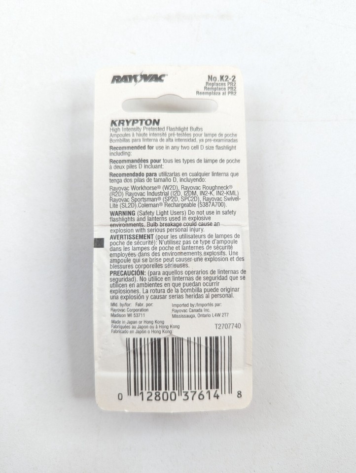 Rayovac K2 / K2-2 / KPR102 2.4V 0.7A 1.68W Replacement Bulb for 2D ...