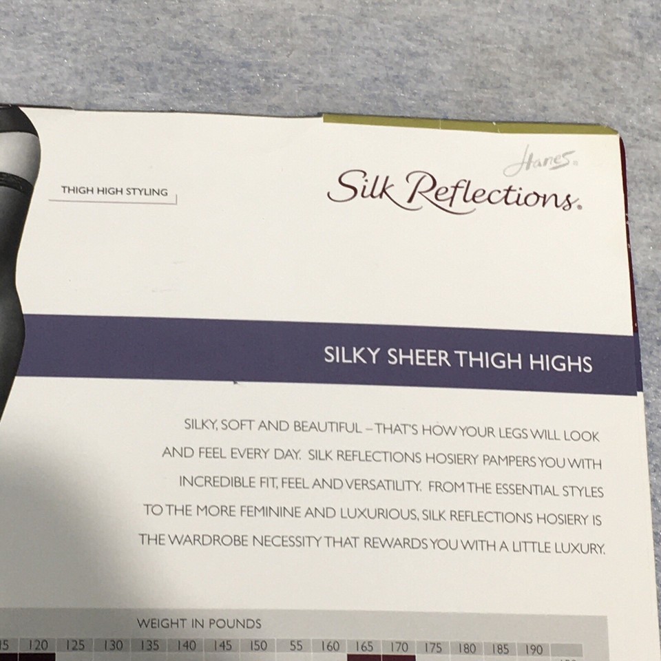 New in Package Hanes Silk Reflections Barely Black Thigh Highs Size CD ...