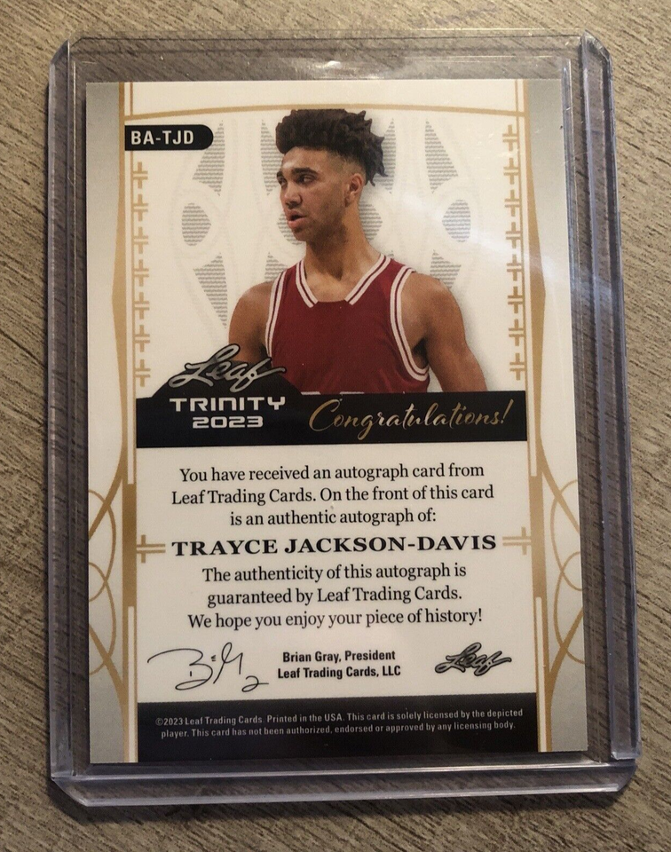 2023 Leaf Trayce Jackson Davis TJD Rookie Card RC Auto #/49 Indiana ...
