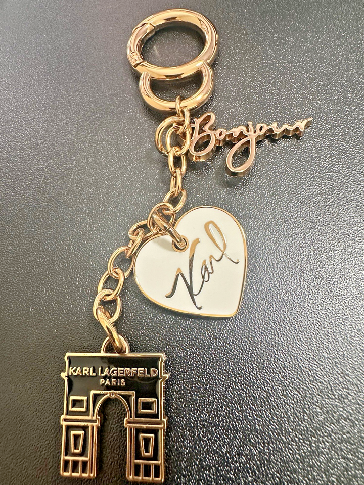 Karl Lagerfeld Paris Black White Arc de Triomphe Bonjour Keychain Fob ...