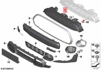 Genuine MINI F56 3DR Front Vent Grill Chili Red OEM 51137393456 | eBay