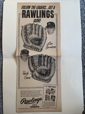 Rawlings Gloves Herb Score Lew Burdette 1958 Sporting News Baseball ...