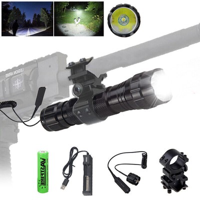 Tactical White Light LED Flashlight Weapon Torch Switch For Gun Rifle ...