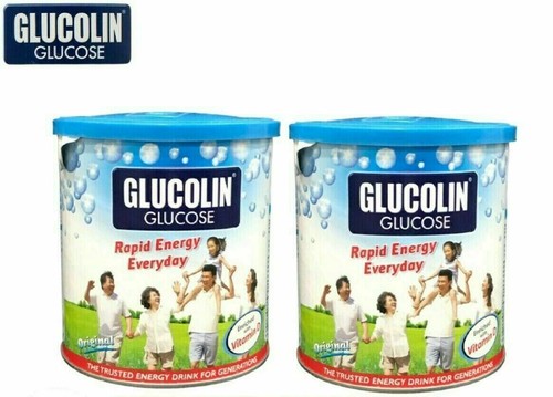 2 Tin GLUCOLIN Glucose Powder Vitamin D Instant Energy (420g each) FREE ...