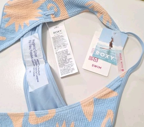 ROXY BIKINI BOTTOMS BNWT SIZE XL 14 CHEEKY MINI BLUE CRINKLE RETRO 90s ...