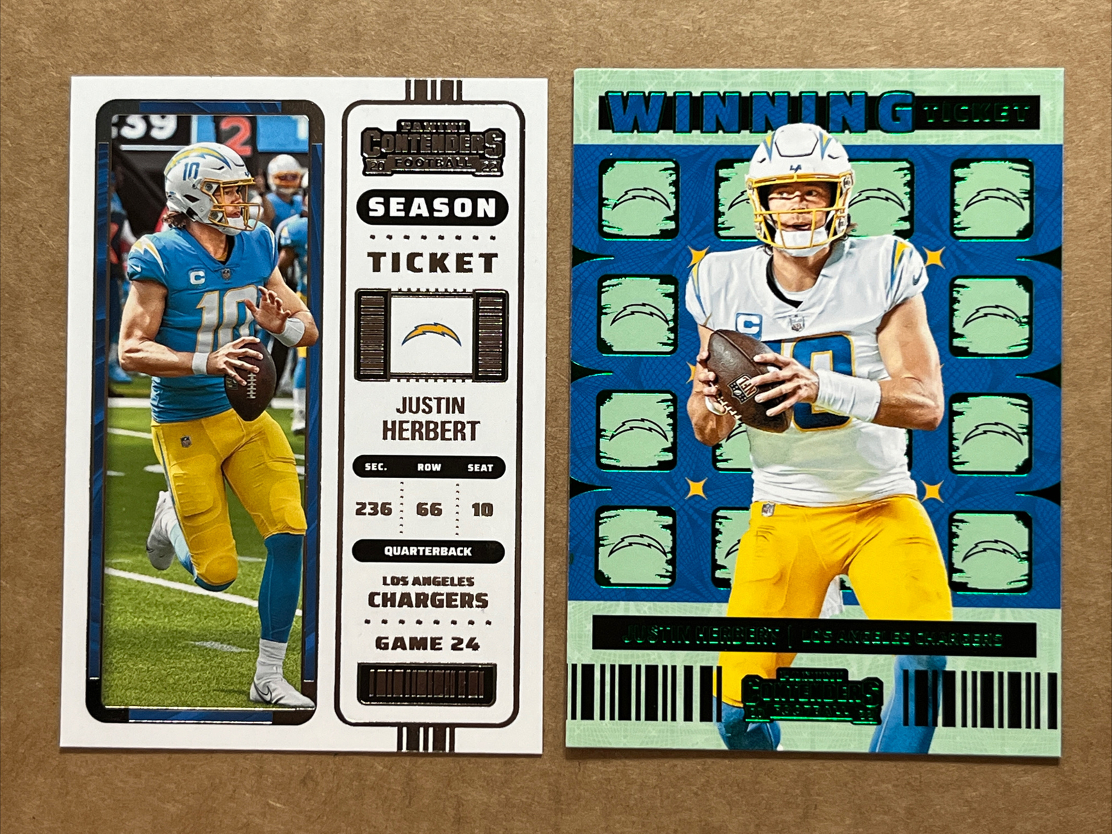 Justin Herbert 2022 Contenders Season & Winning Ticket Green Football ...