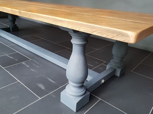 large Rustic Dining Table. Balustrade legs. | eBay UK