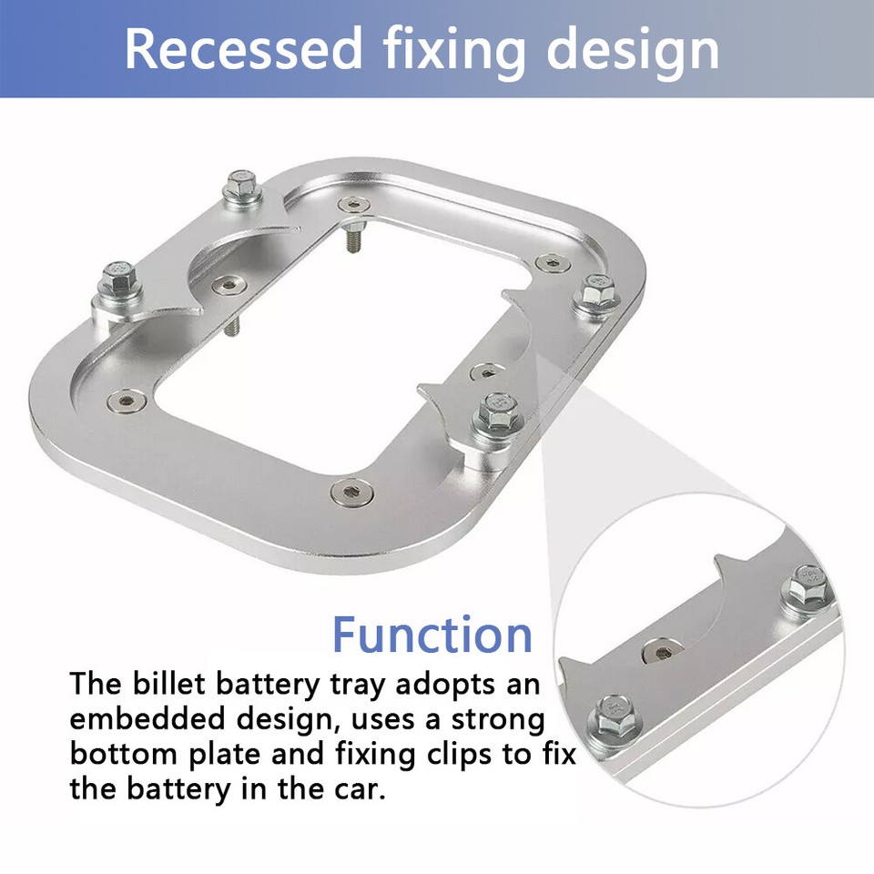 Aluminum Battery Tray Hold Down Mount Trunk Relocation Box For Optima ...