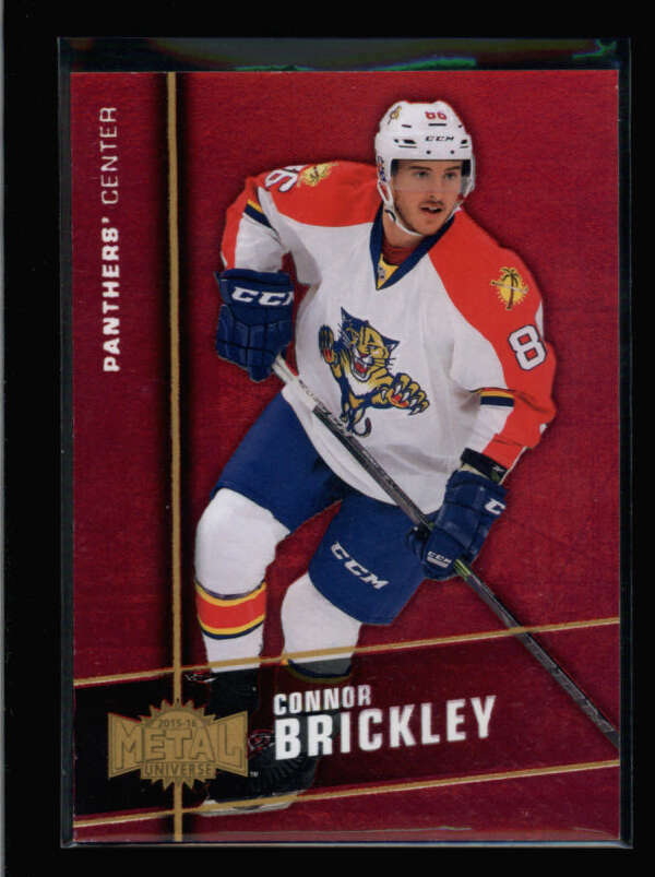 CONNOR BRICKLEY 2015/16 FLEER SHOWCASE #MU-28 METAL UNIVERSE RED #048/ ...