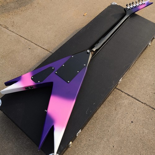 Jack Vinnie Vincent Double V Purple Pink Floyd Rose Tremolo Electric ...
