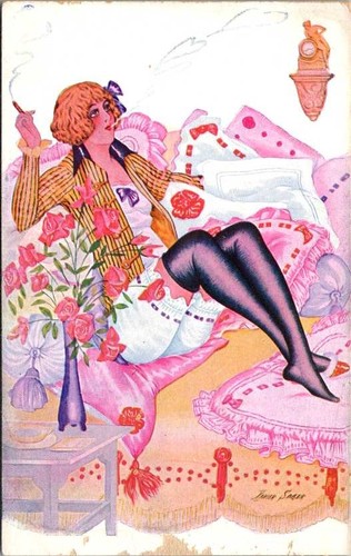 e art Xavier Sager sexy risque woman Love lingerie dream humor old 1910 ...