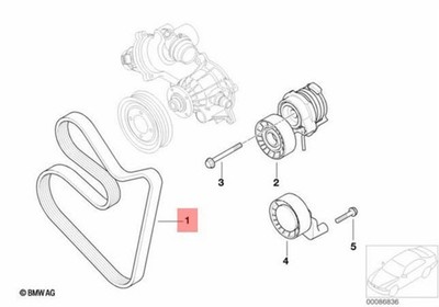 Genuine BMW E53 E60 E60N E61 E61N V Ribbed belt PK6 X 1548 OEM ...