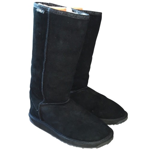 Emu Australia Bronte Tall 12" Boot Womens 8 39 Black Shearling Merino ...
