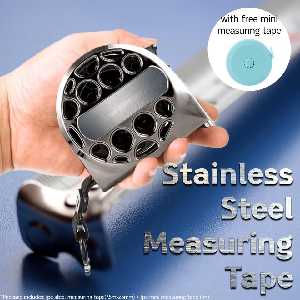 7.5m/25ft Measuring Stainless Steel Tape Measure – Waterproof Durable ...