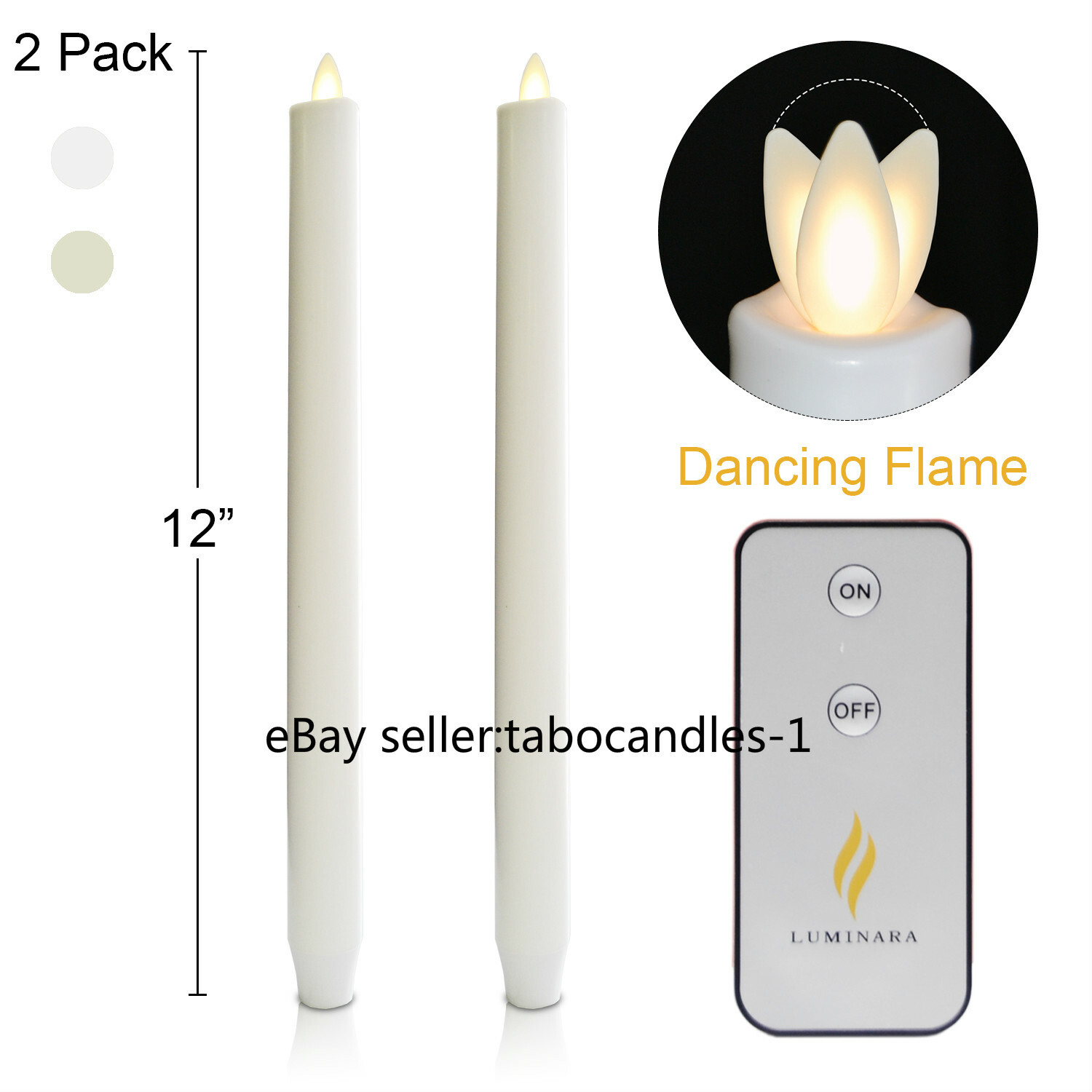 Luminara Flameless LED Window Taper Candles Battery Operated White for ...