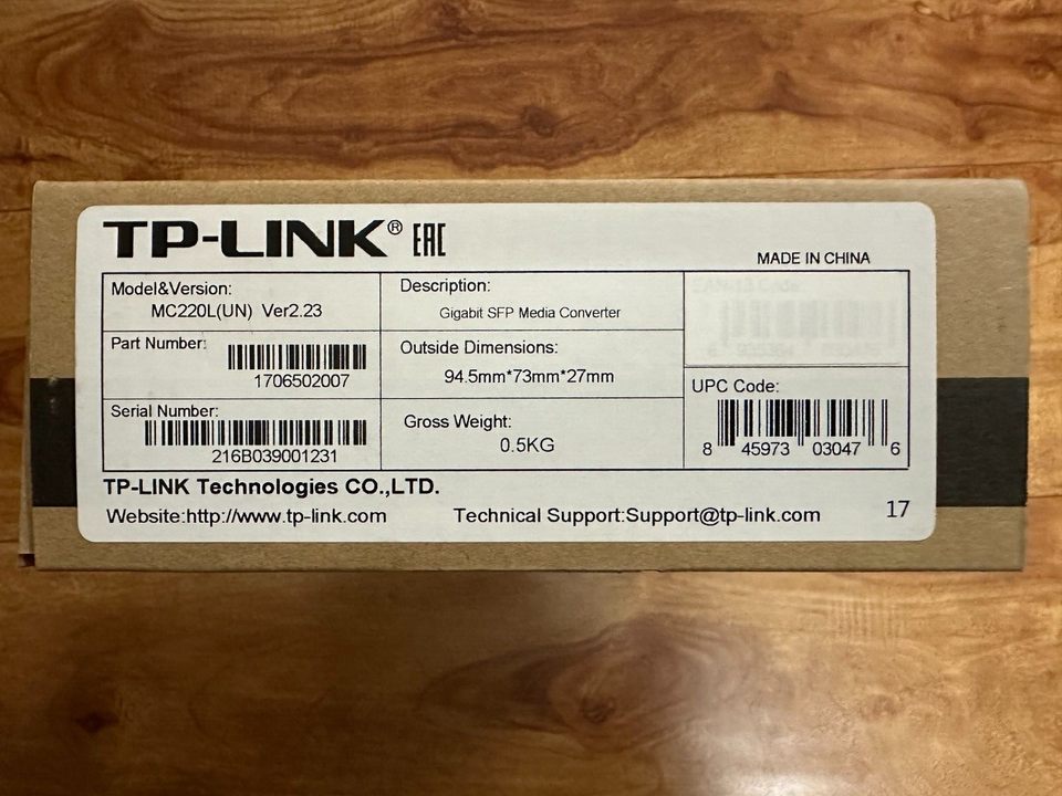 TP-Link MC220L Gigabit Ethernet SFP Media Converter Ver 2.23 | eBay