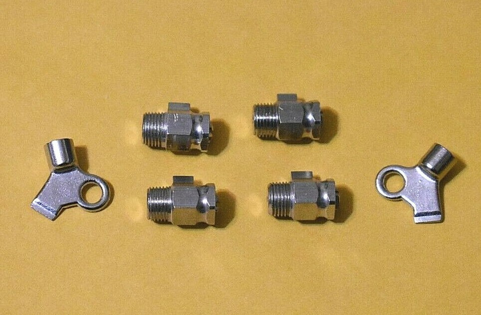 4 Radiator Nickel Plated Brass Air Vent Bleeder Coin Valves 1/8" MIP ...