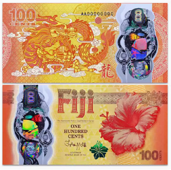 Fiji 100 cents 2023 2024 commemorative Year of Dragon P 124 New UNC ...