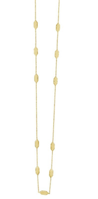 14k Yellow Gold 30" Elongated Hexagon Link Stations Chain/Necklace 7.5 ...