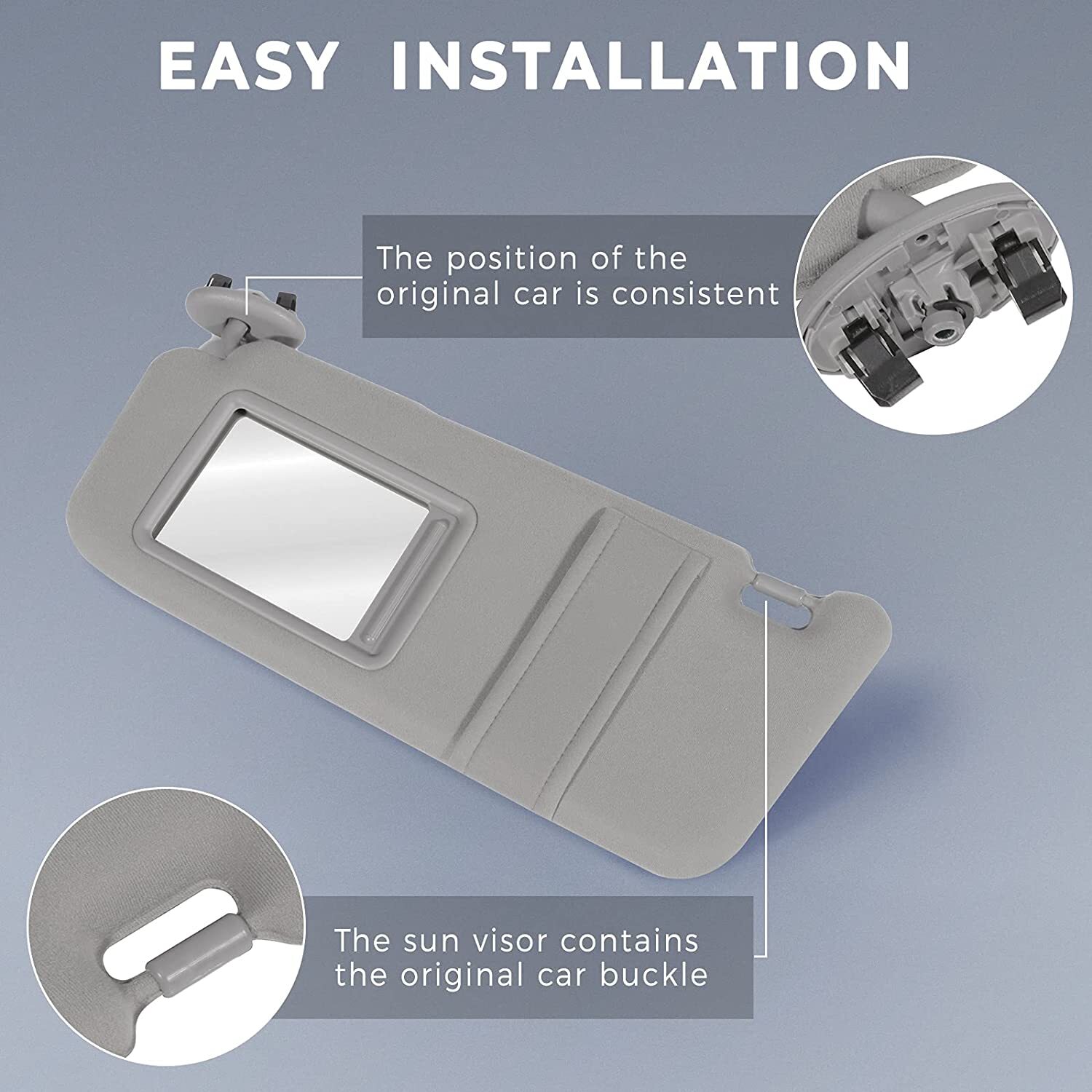 Fit For Toyota Camry 2007-2011 Gray Car Sun Visor Left & Right Side ...