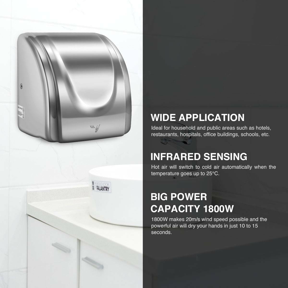 3PCS Hand Dryer Electric Automatic Hot Air Hand Blower For Home ...