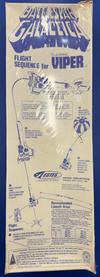ESTES Battlestar Galactica Colonial Viper Kit #1318 Model Rocketry NOS ...