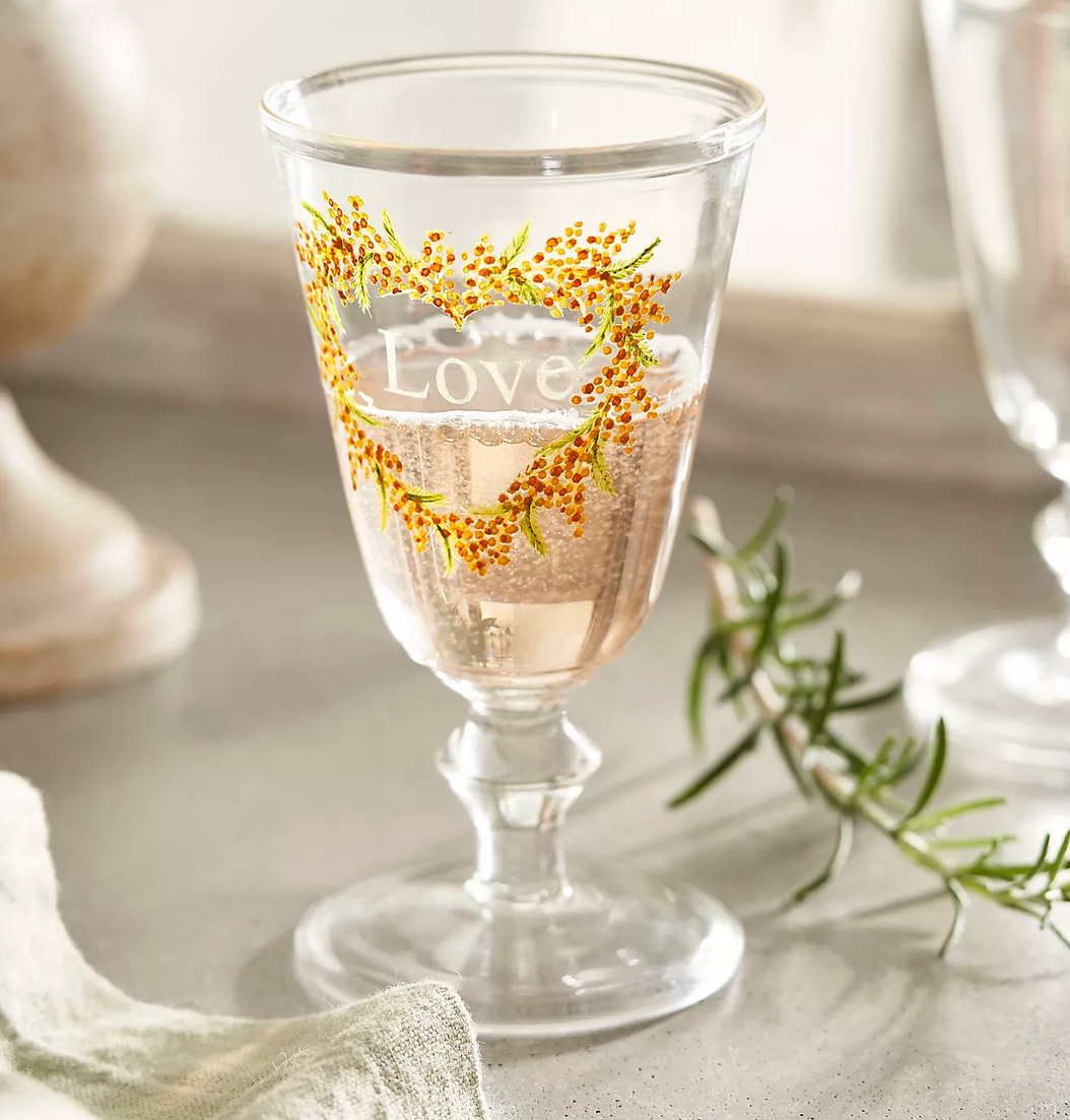 Pair of Terrain 'LOVE' footed glass goblets - Set of 2 - Valentine's ...