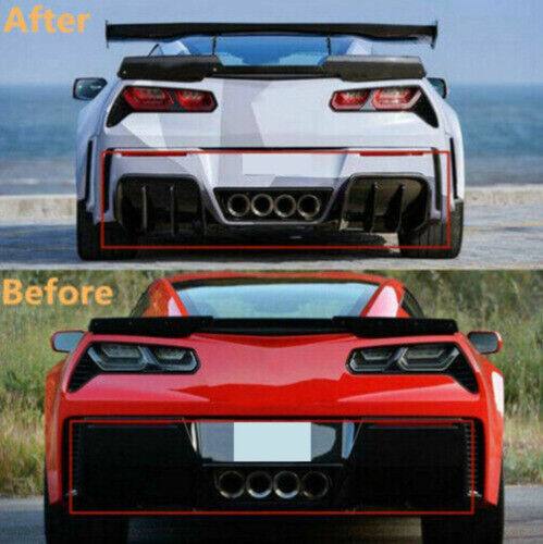 For Corvette Corvette C7 2014-2019 Glossy Black Rear Bumper Diffuser ...