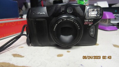 Vintage Canon Sure Shot 80 Tele SAF 35mm Point & Shoot Film Camera ...