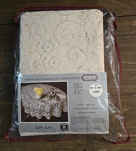 Nottingham Lace Ivory Color Tablecloth Table Charm 60 X 108" USA Kips ...