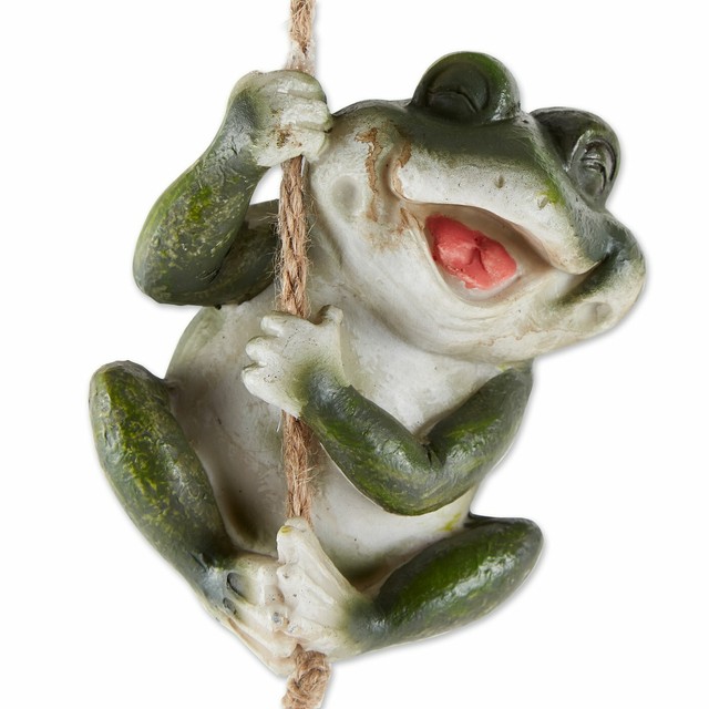 Frolicking Frogs Hanging Decor 3 Giggling Acrobats Garden Swinging Rope ...
