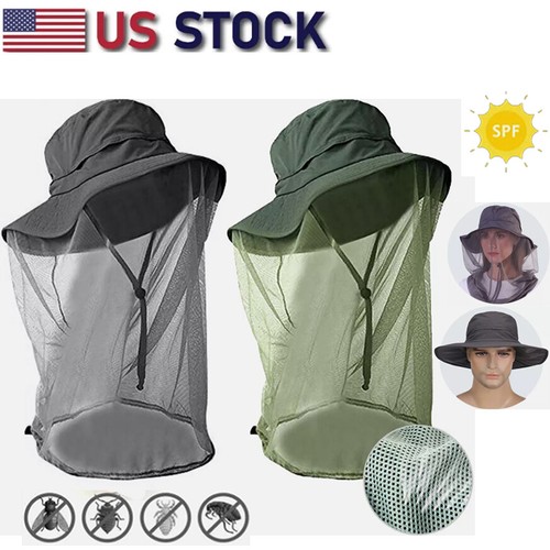Mosquito Head Face Net Hat Outdoor Sun Bee Insect Bug Protection Hidden ...