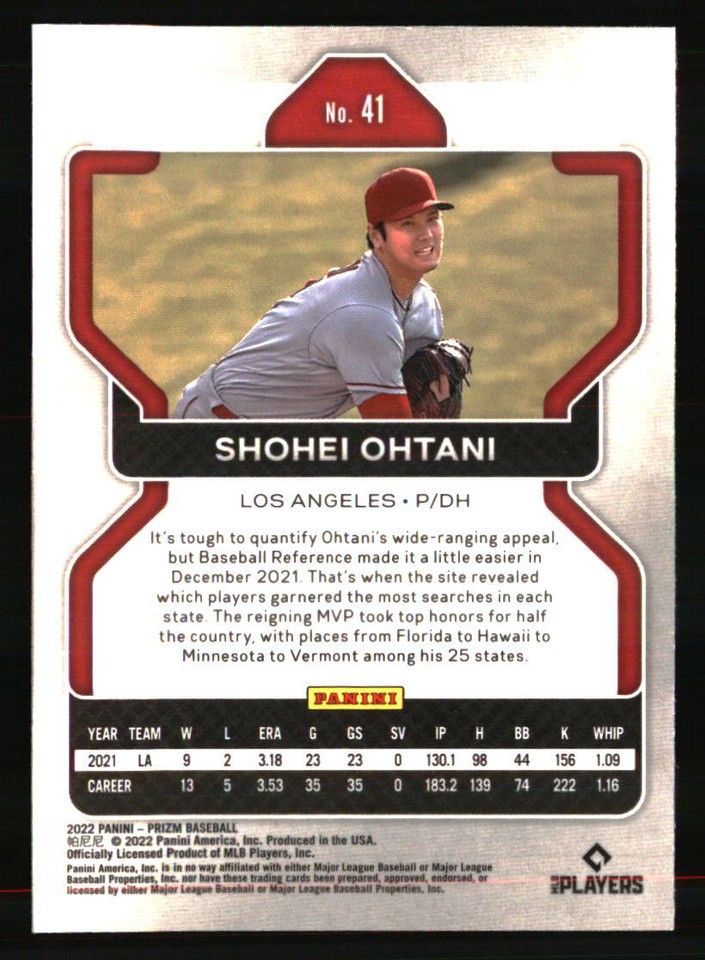 Shohei Ohtani 2022 Panini Prizm #41 BASEBALL Card | eBay
