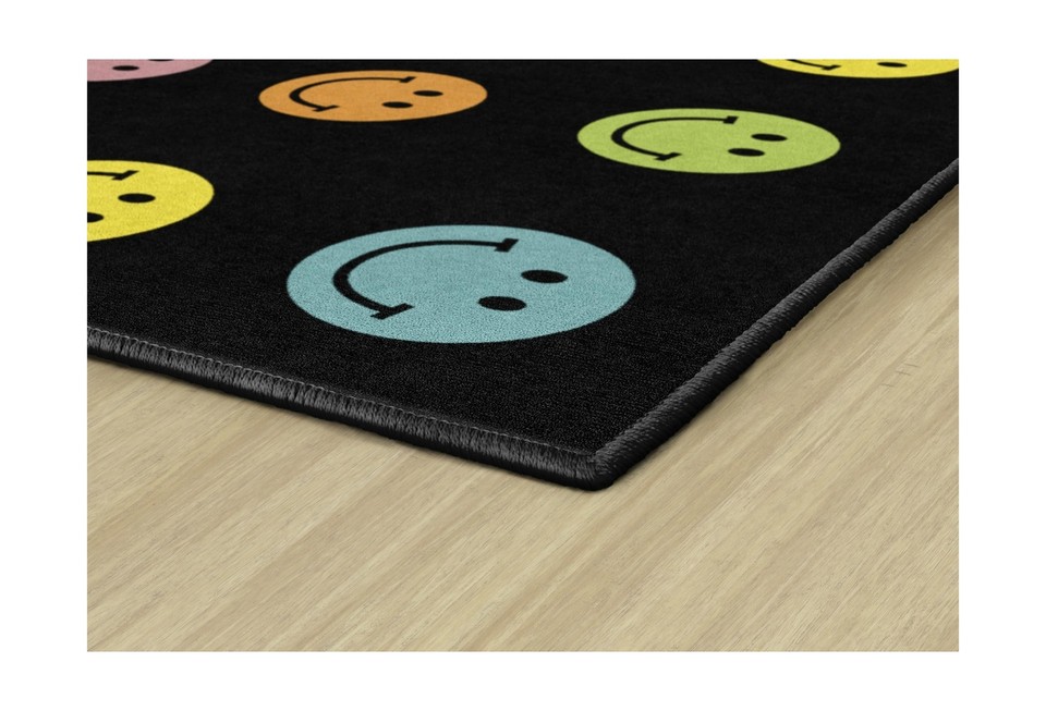 Flagship Carpets Schoolgirl Style Rainbow Smileys in Black Criss-Cross ...