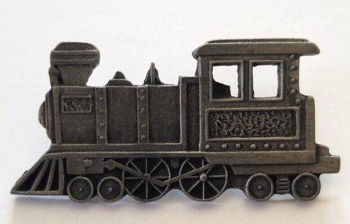 Vintage Train Locomotive Steam Engine Pewter Brooch Pin Made in USA ...