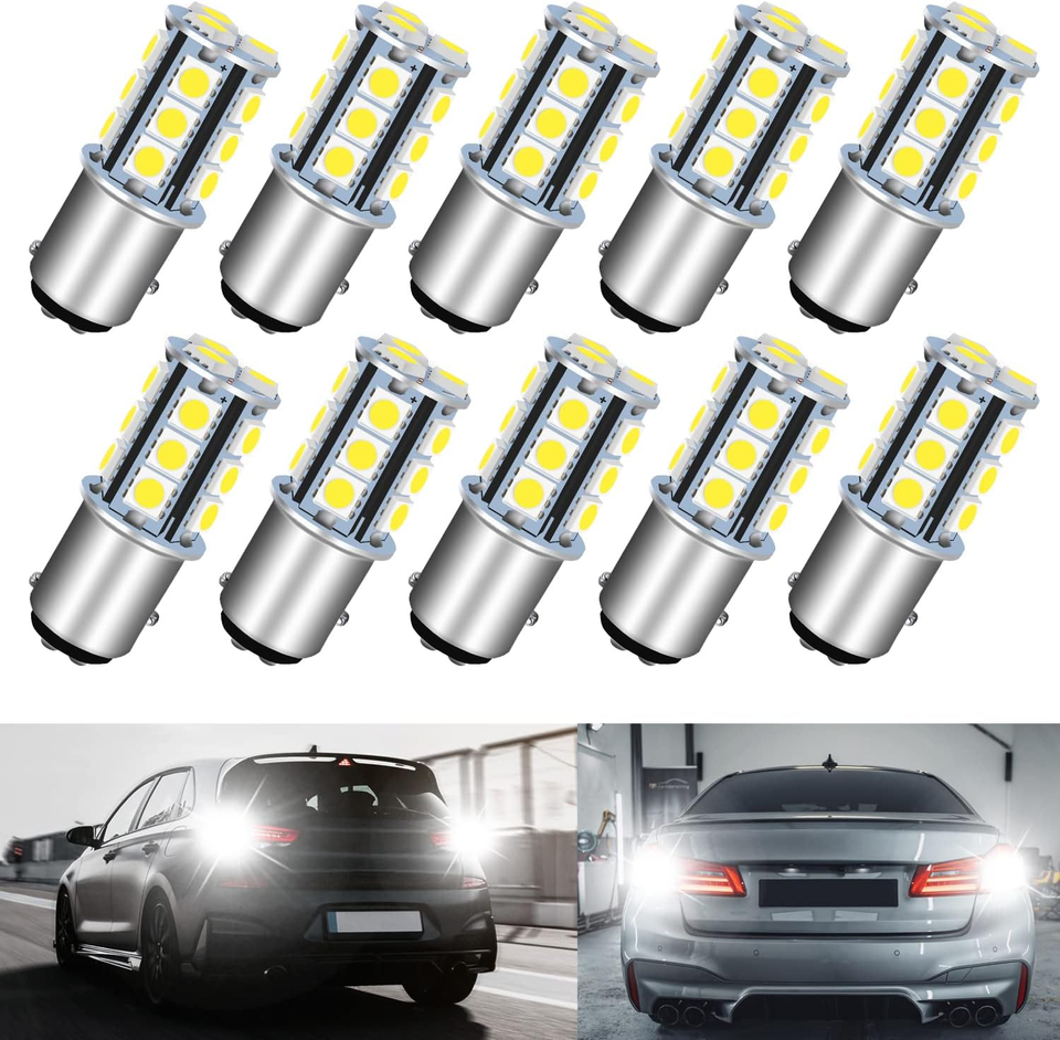 1157 2057 BAY15D LED Bulbs White Super Bright 5050 18-SMD 7528 2357 LED ...