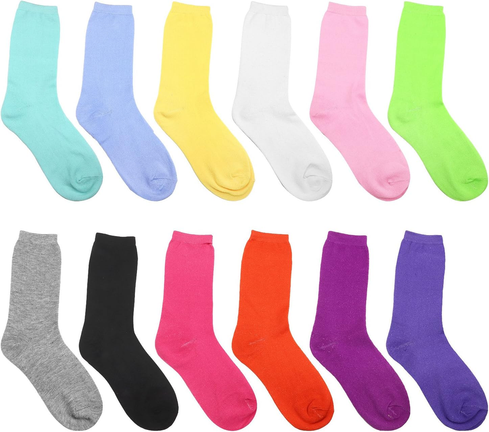 Falari 12 Pairs Women'S Cotton Crew Socks Assorted Colors | eBay
