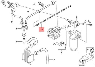 Genuine BMW E38 E39 E53 E65 SUV Fuel Pipe Overflow Oil Line OEM ...