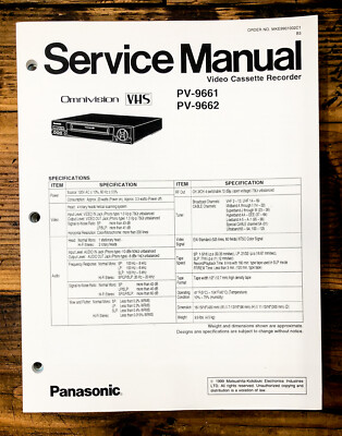 Panasonic PV-9661 PV-9662 VCR Service Manual *Original* | eBay