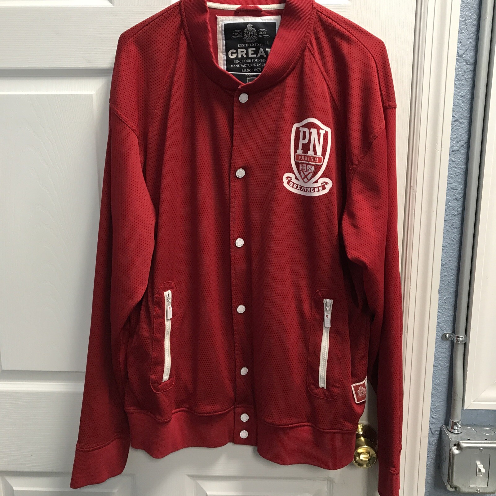 Mens Parish Nation Jacket Red and White Preowned Sz 3X | eBay