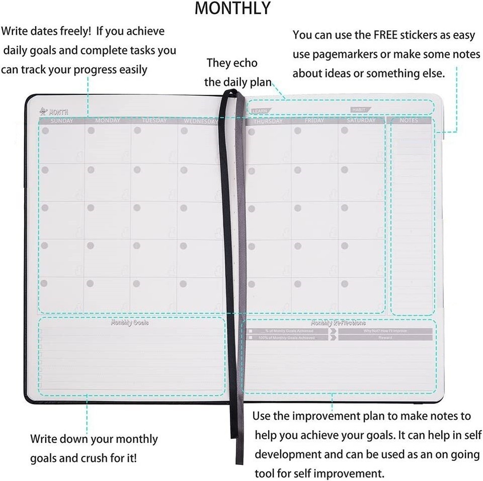 Premium UNDATED Daily & Monthly Planner (Black) | eBay