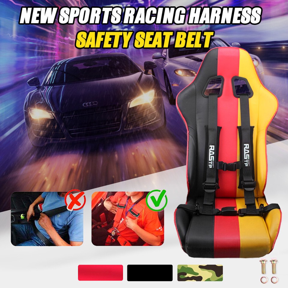 Pair of BLACK 2" 4 Point Buckle Harness Racing Seat Belts Shoulder ...