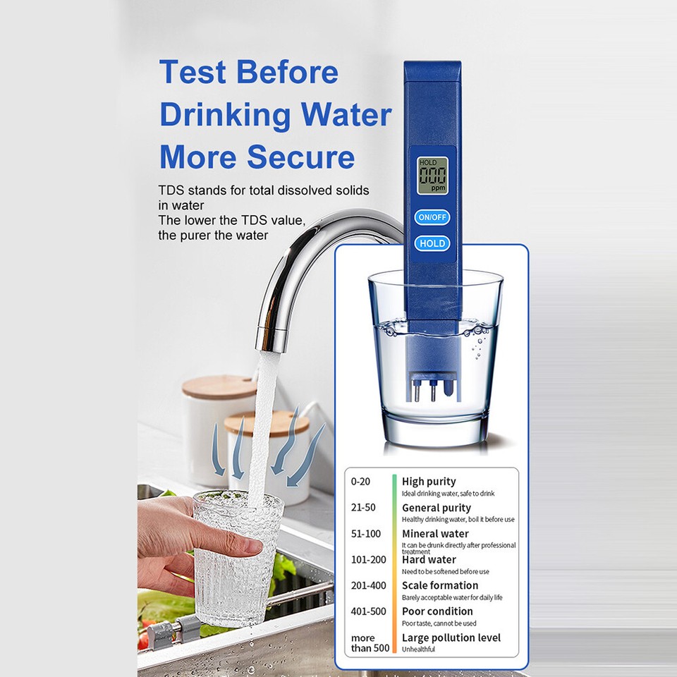 TDS Meter Digital Tester Water Quality Testing Tool for Drinking Water ...