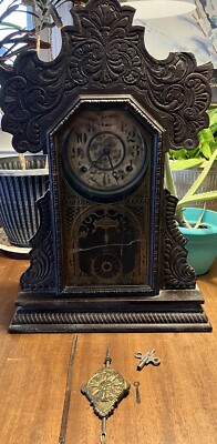 E Ingraham Co "Seneca" Antique Mantel Clock w/ Key Please Read | eBay