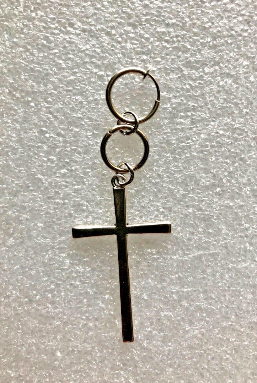 George Michael Style Single Cross & Ring Earring - Pierced or Clip-on ...