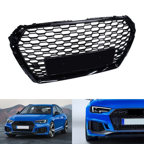 For Audi A4 B9 S4 RS4 Style Honeycomb Mesh Radiator Grille Gloss Black ...