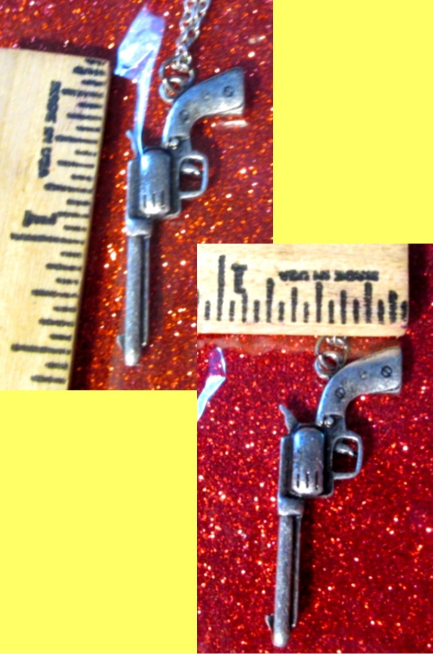 GUN Pistol Revolver Antique Skeleton Crystal KEYS Silver Cowboy Police ...