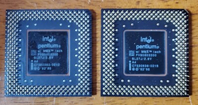 Lot Of 2 Intel Pentium 200 MHz MMX SL27J FV80503200 CPU | eBay